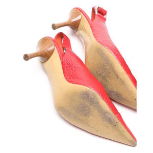 Escada | Shoes | Red Escada Leather Slingback Heels Size 75 | Poshmark